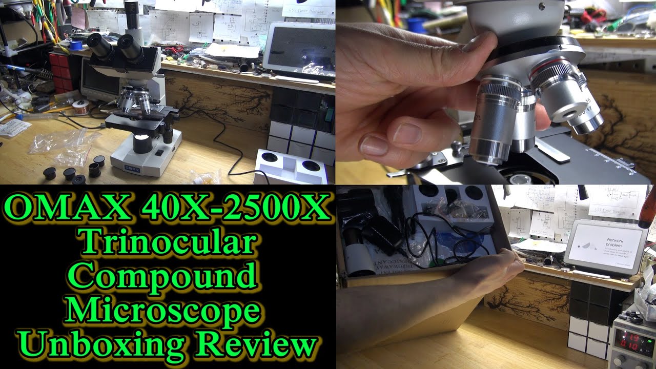OMAX 40X 2500X Trinocular Compound Microscope with 5MP Camera Unboxing ...