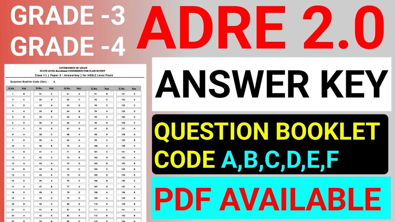 ADRE 29 SEP OMR Answer Keys. PDF available. adre 29 sep grade answer ...