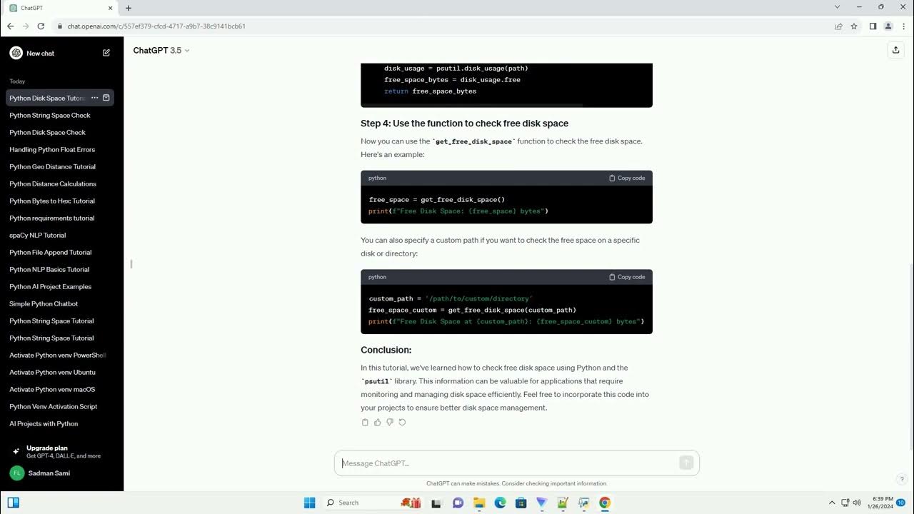 python check free disk space - YouTube