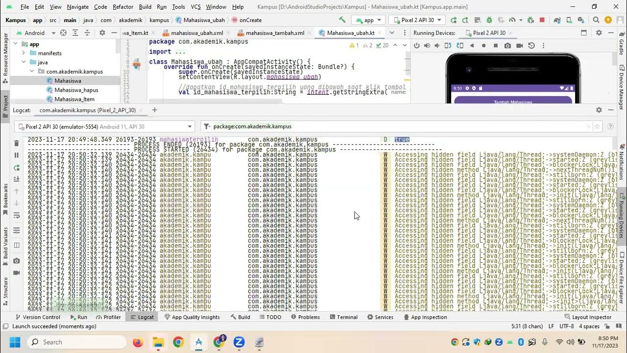 Membuat Aplikasi Android Dengan Kotlin - 16 Ubah Data Mahasiswa di Android - YouTube