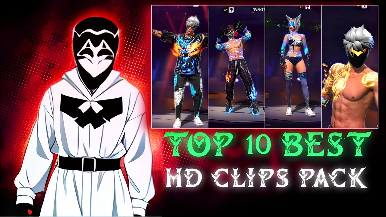 TOP 10 CLIPS PACK | FREE FIRE CLIPS 🥵💫 FF EMOTE CLIPS PACK | FREE TO ...