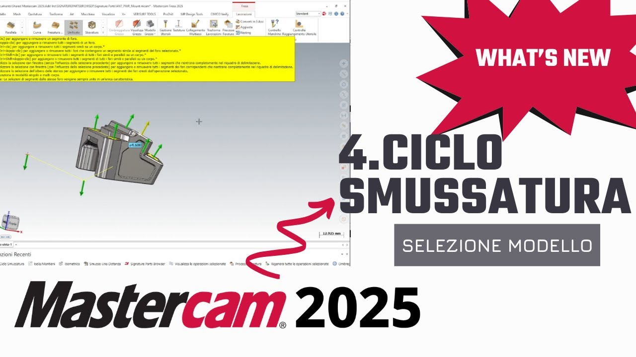 Mastercam 2025: Ciclo di Smussatura - Nuovo Metodo di Selezione nel Modello | Tutorial - YouTube