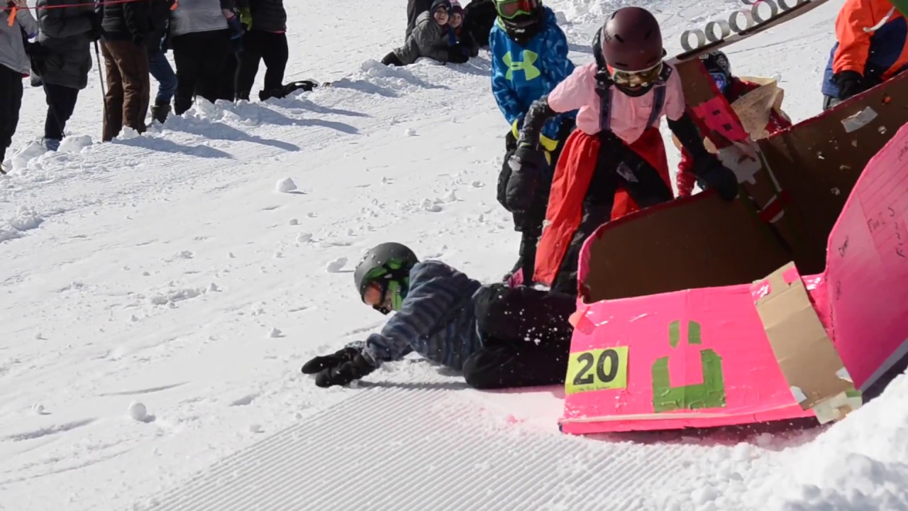 2018 Snow Bowl Cardboard Box Derby - YouTube