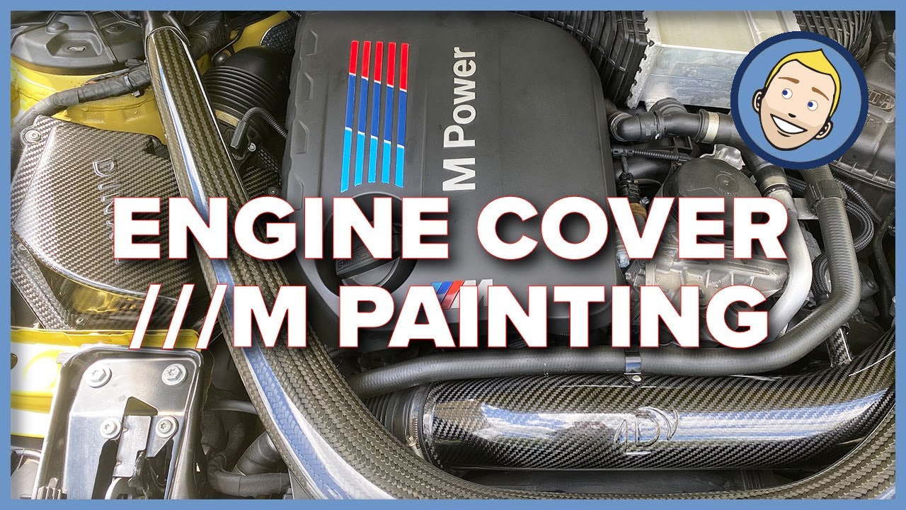 PAINTING THE ///M COLORS ON MY ENGINE COVER | BMW M4 F82 S55 - YouTube