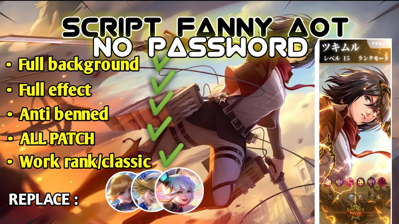 script skin fanny attack on titan smooth - mikasa no password full ...