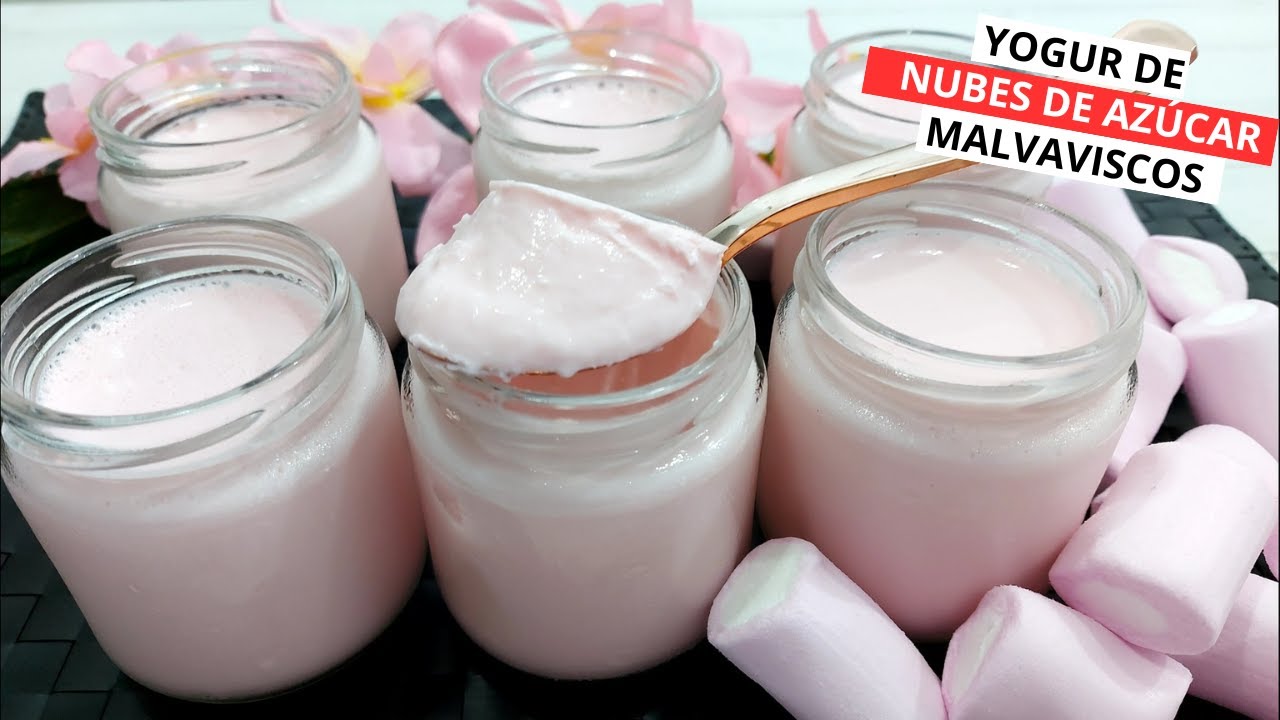 Yogures de nubes de azúcar, malvavisco, marshmallow en yogurtera ...