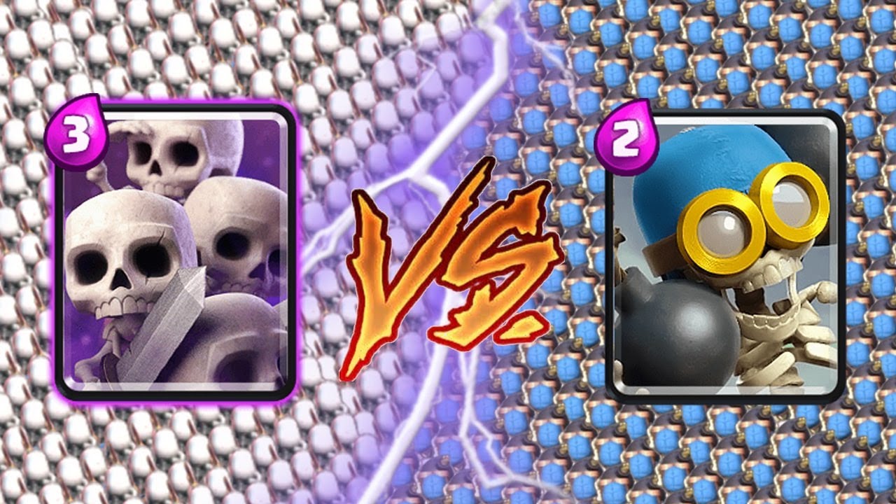 SKELETON ARMY Vs BOMBER - Clash Royale Battle - YouTube