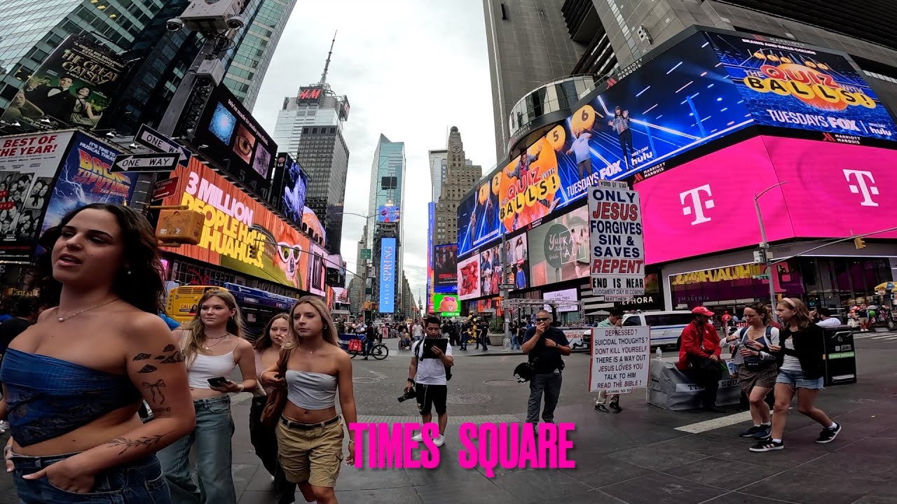 Walking tour around Times Square 8the Ave and Broadway - YouTube