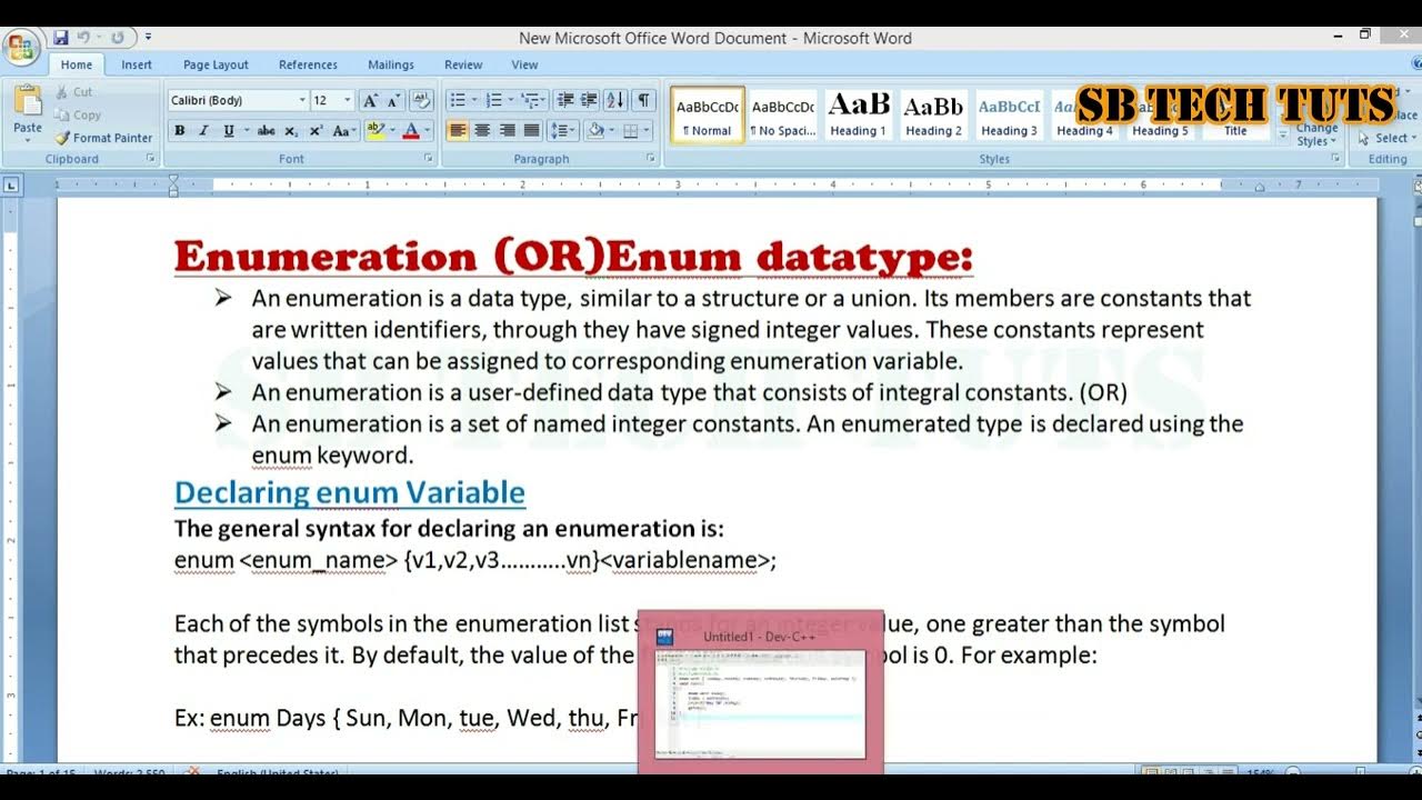 Enumeration in C with Program | Enum Datatype in C | Enumeration | C Language | Telugu - YouTube