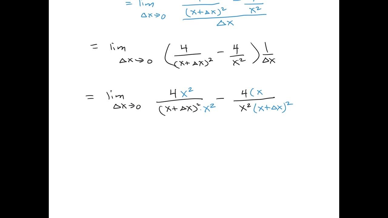 Limit Definition Of Derivative Rational Function Example Youtube