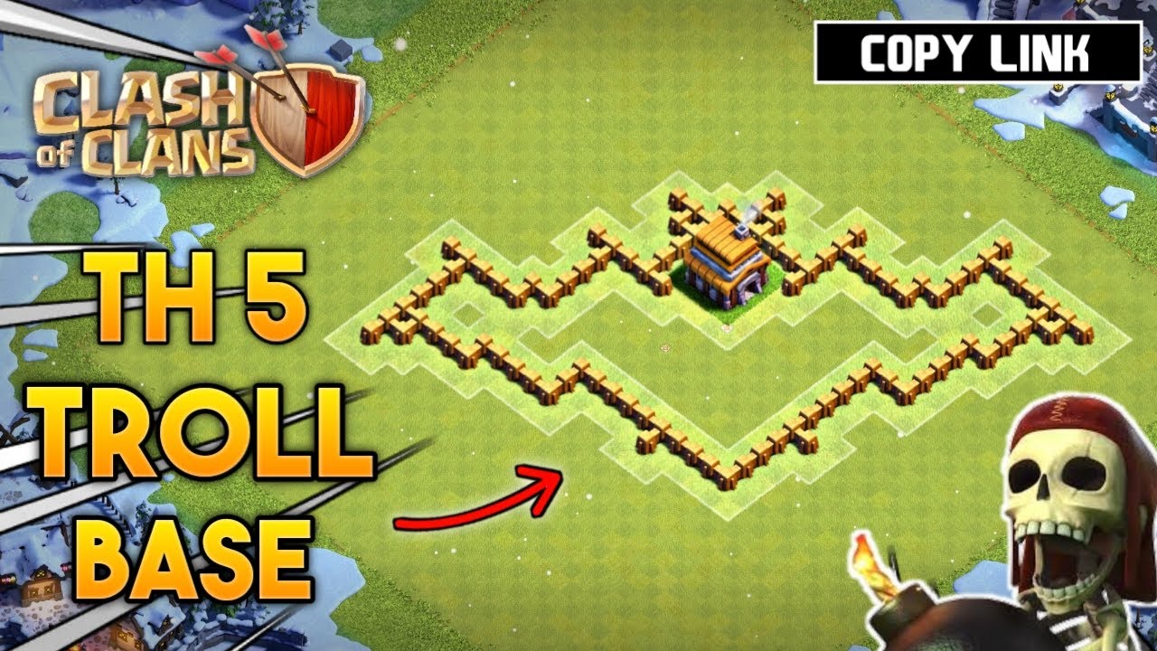 AMAZING!! TH 5 TROLL BASE | FUNNY BASE | CLASH OF CLANS - YouTube