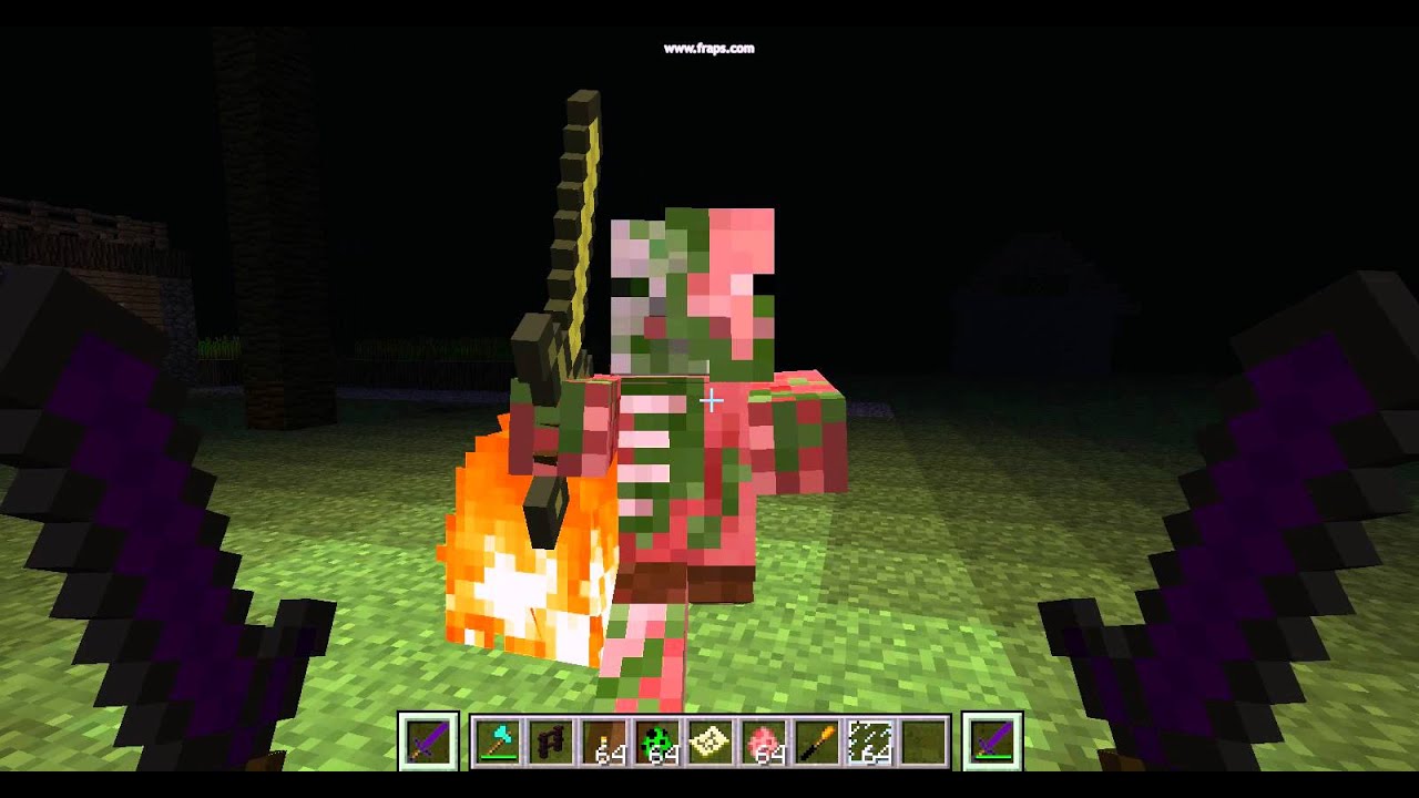 How to turn a pig into a zombie pigmen Minecraft 1.2.5 (easy way) - YouTube