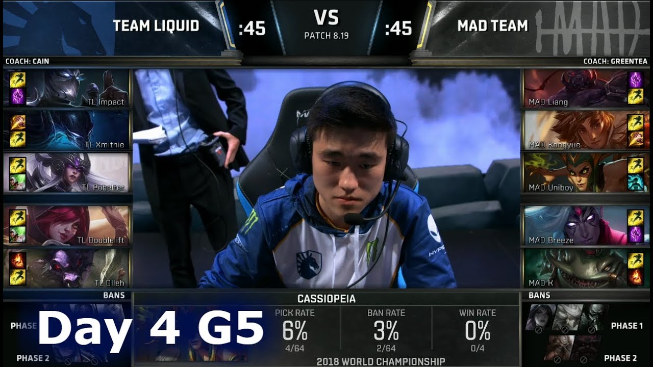 TL vs MAD | Day 4 Group Stage S8 LoL Worlds 2018 | Team Liquid vs MAD Team - YouTube