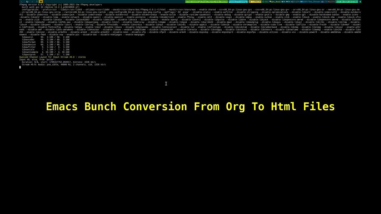 Emacs Bunch Conversion Of Org Files To Html Files 2024_01_15_16:52:32 - YouTube