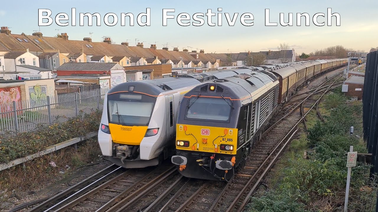 Class 67s passing by Gillingham train depot with the Belmond Festive ...
