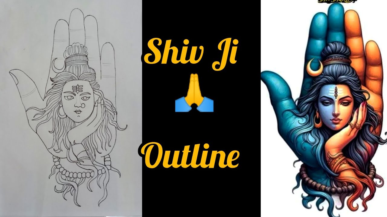 shiv parvati outline tutorial step by step 🙏🙏#youtube #viral #art #shiv ...