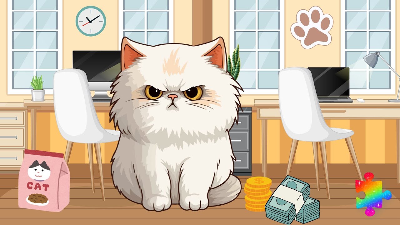 Grumpy Boss Cat. Are you kidding me? Fun Jigsaw Puzzle for Kids - YouTube