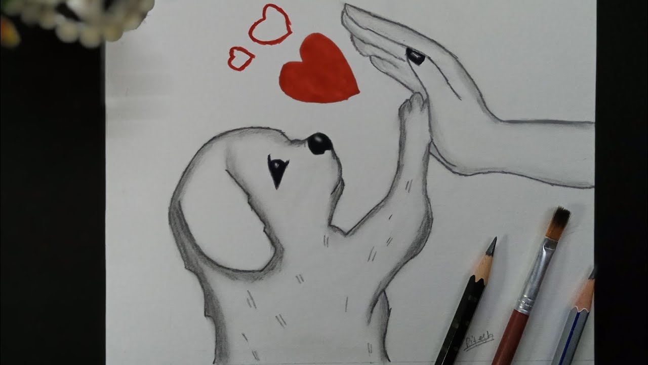 Cute Dog Drawing Making Animal Love Drawing Very Easy Pencil Drawing ...