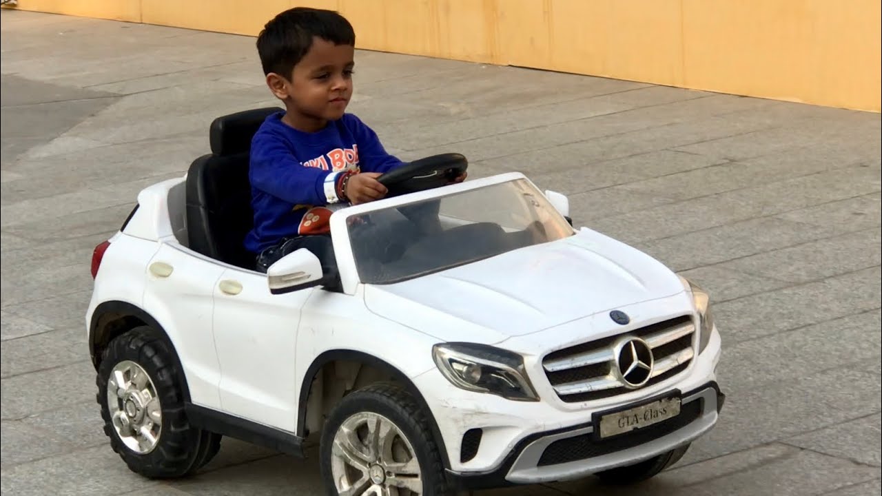 Little Boy Enjoying Ride on White Mercedes GLA Power Wheel Car | Mittal ...