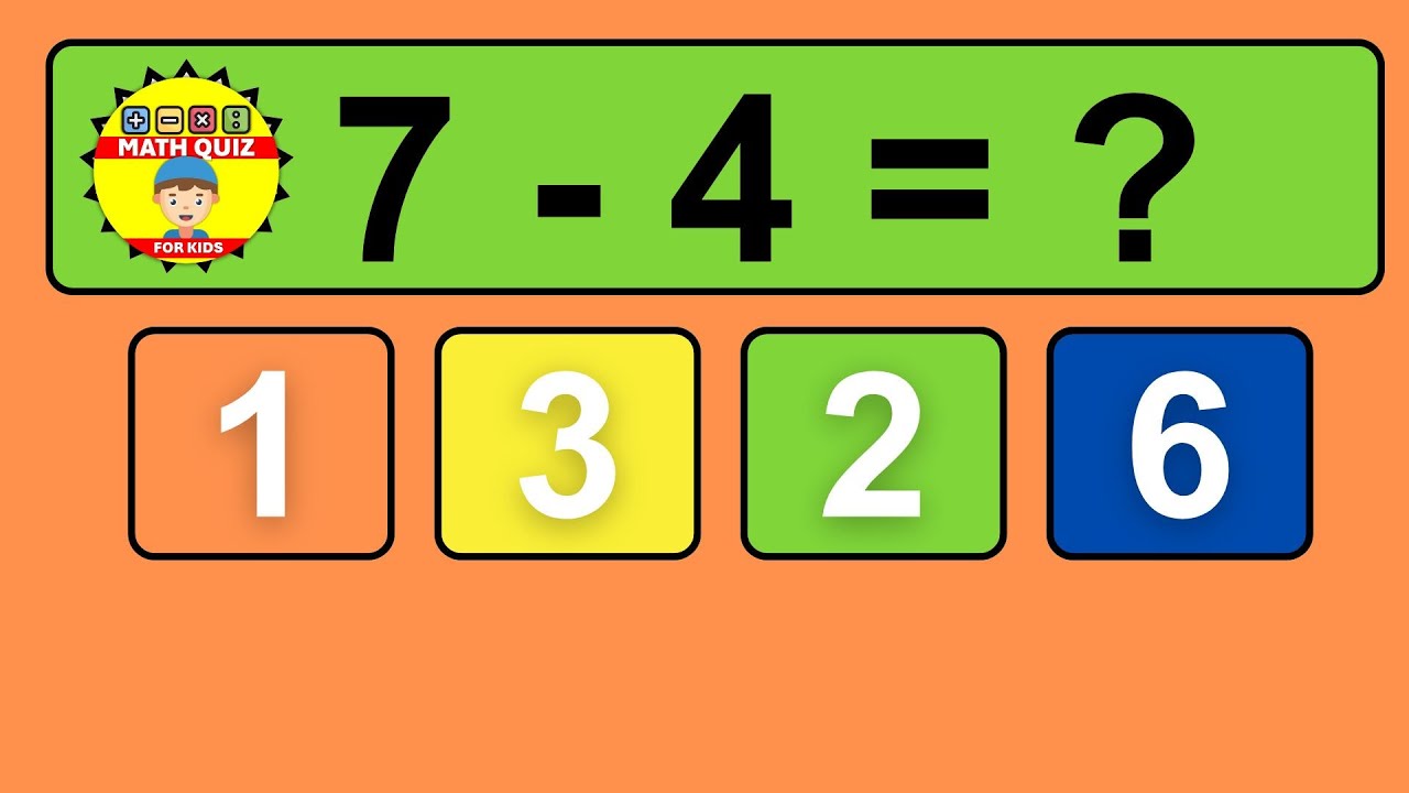 20 One Digit Subtraction Quiz | Math Quiz for Kids - YouTube