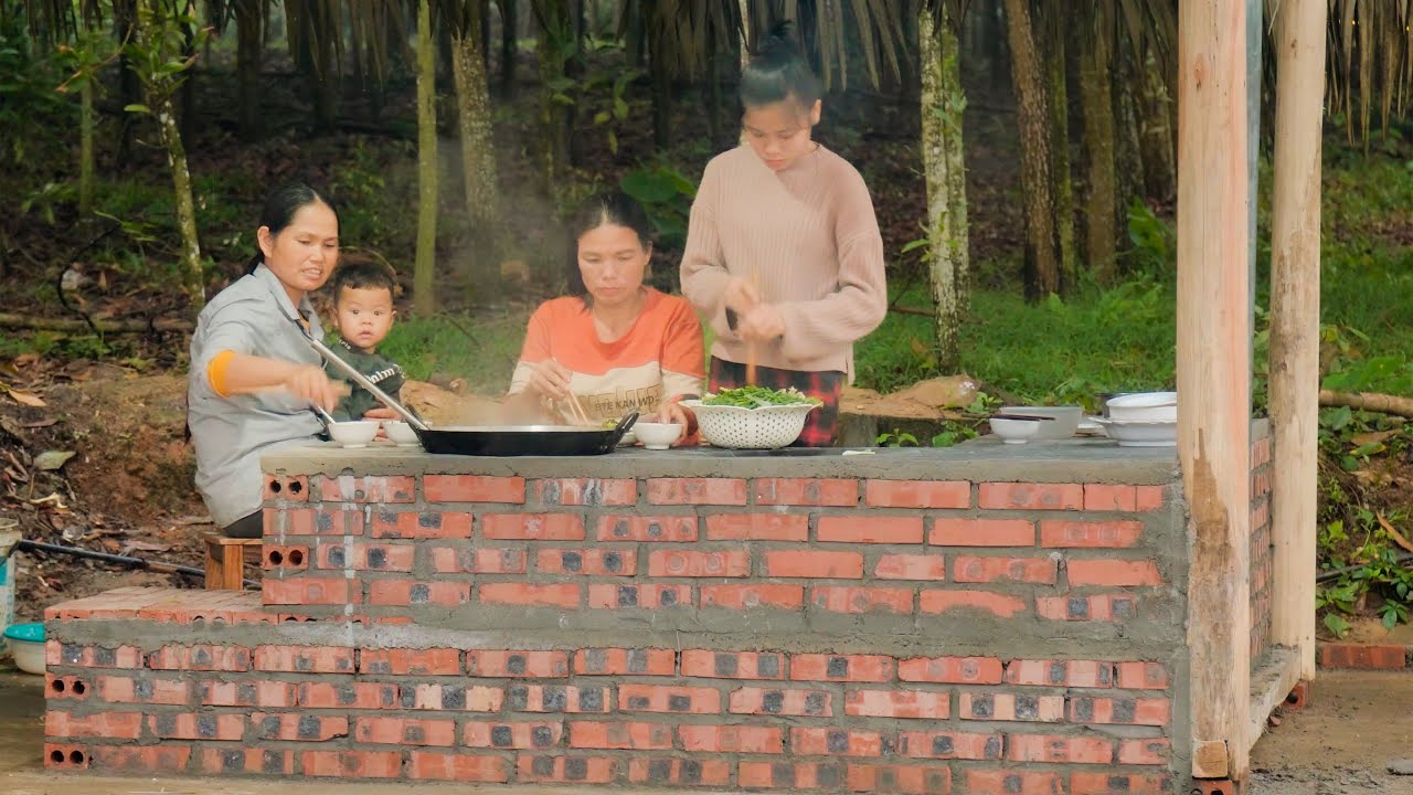 Single Mom - Build a Fuel Efficient Double Wood Stove, cooking, taking ...