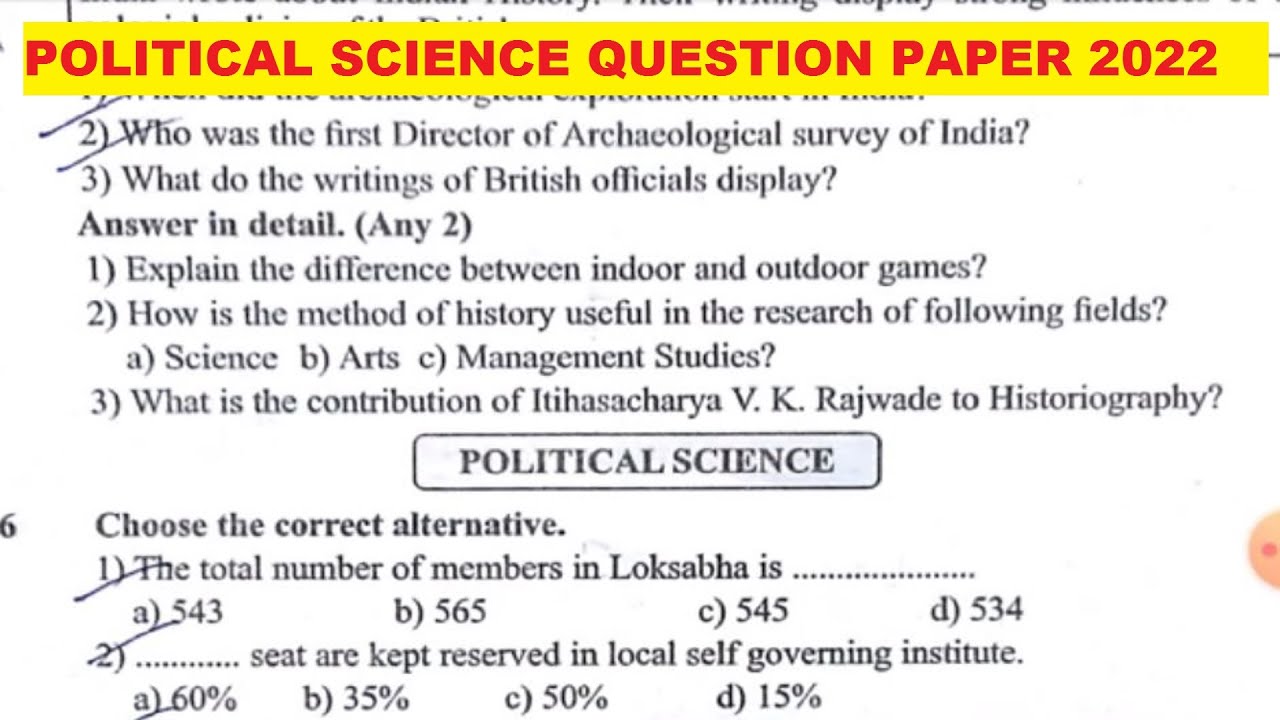 10th board exam History and Political Science Sample Paper | SSC ...