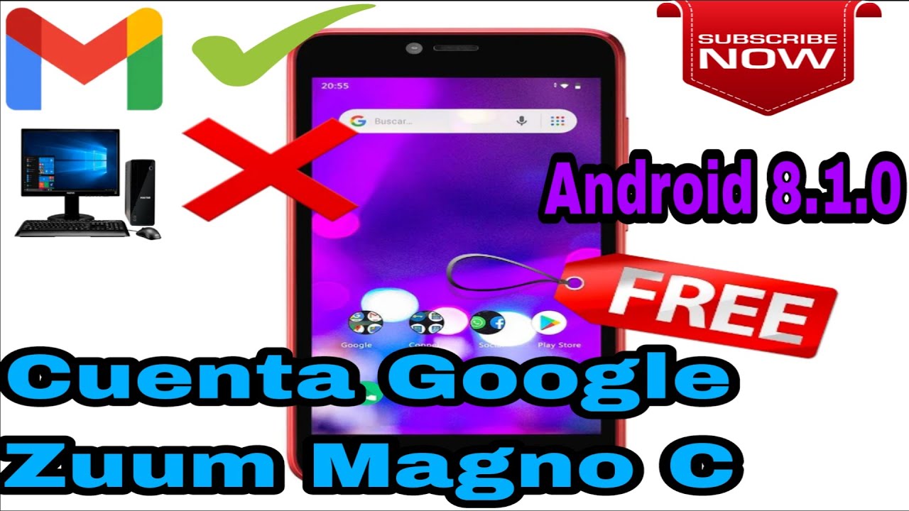 Eliminar cuenta google Zuum Magno C Andorid 8.1.0 fácil y rápido - YouTube