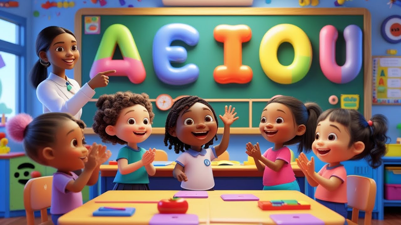 VOWELS SONG || PRESCHOOL LEARNING || A E I O U NURSERY RHYME || KIDS ...