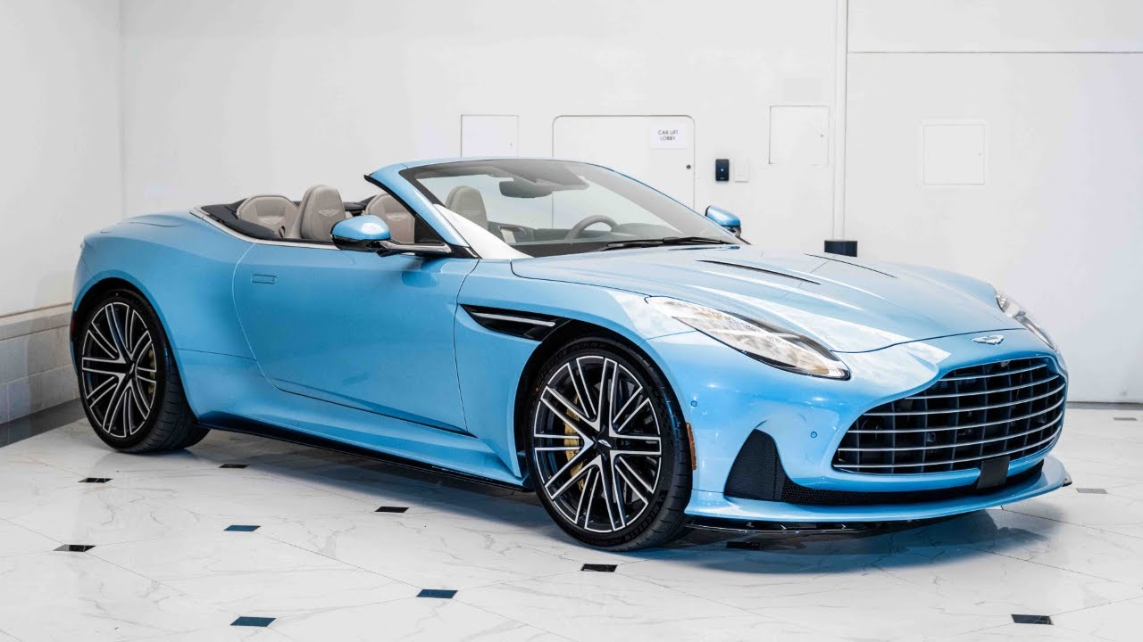 Caribbean Blue Pearl 2 on Semi Aniline/Ice Mocha 2024 Aston Martin DB12 ...