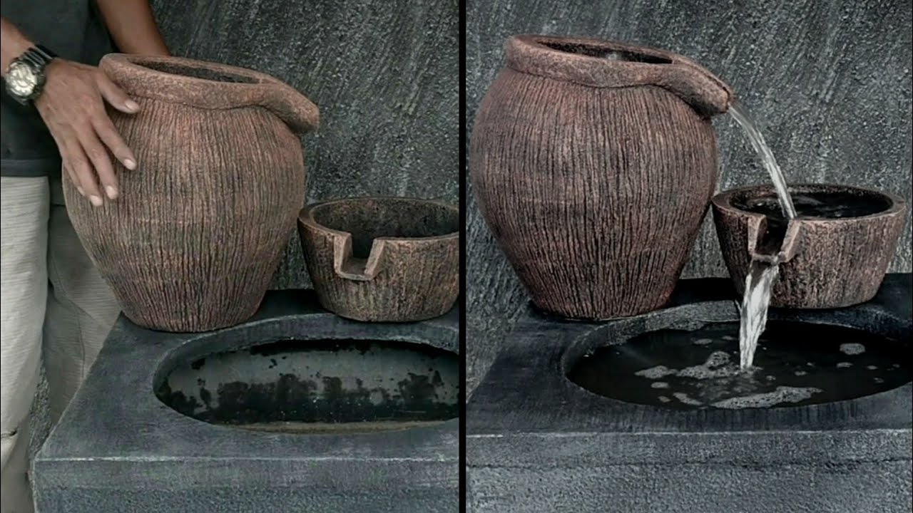 Amazing pot waterfall_cara membuat pot air mancur_how to make cement ...