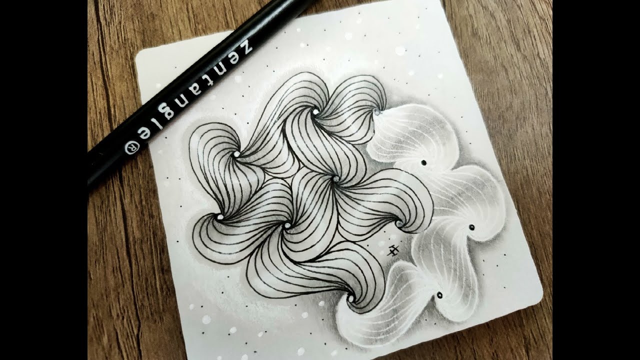 Zentangle Ravel on Grey Tile 禅绕画灰砖绘画教学，马来西亚禅绕画认证师牛牛画廊 - YouTube