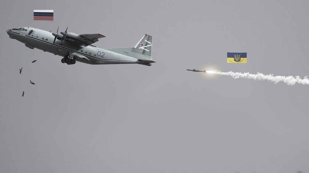 Scary Moment! Ukrainian missile shot down Russian Antonov An-12 military transport plane in ...