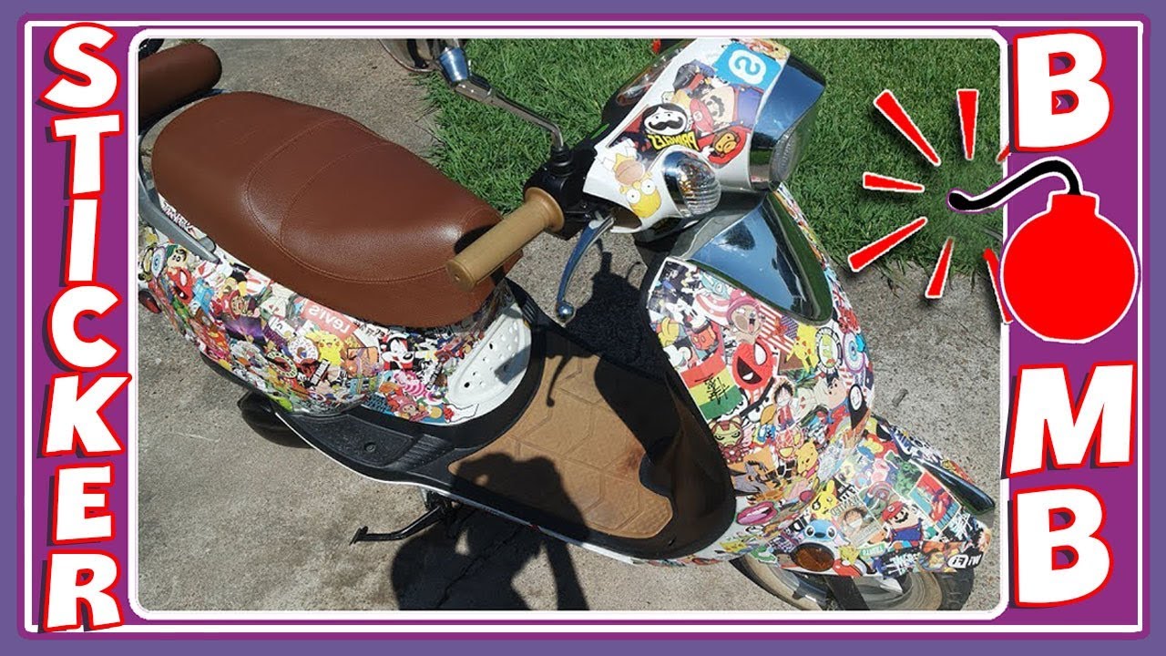 Sticker Bombing My 150cc Chinese Scooter - YouTube