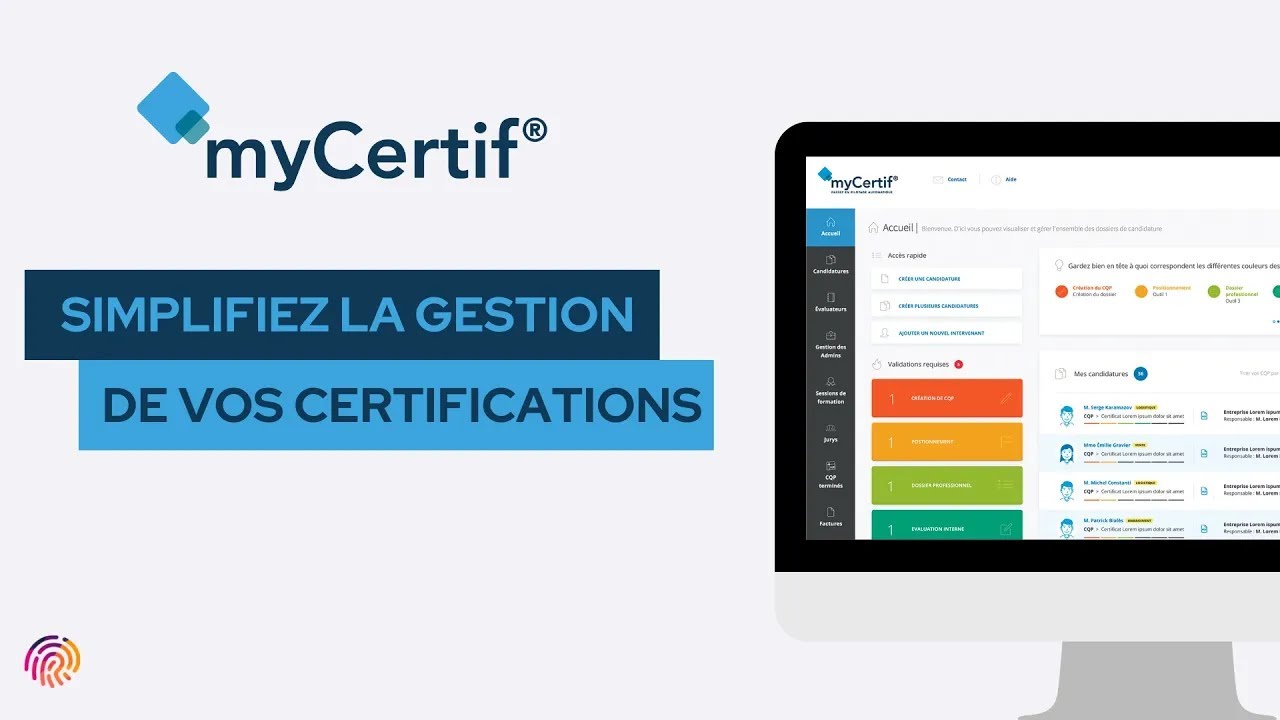 myCertif, la solution de gestion administrative et réglementaire des certifications ...