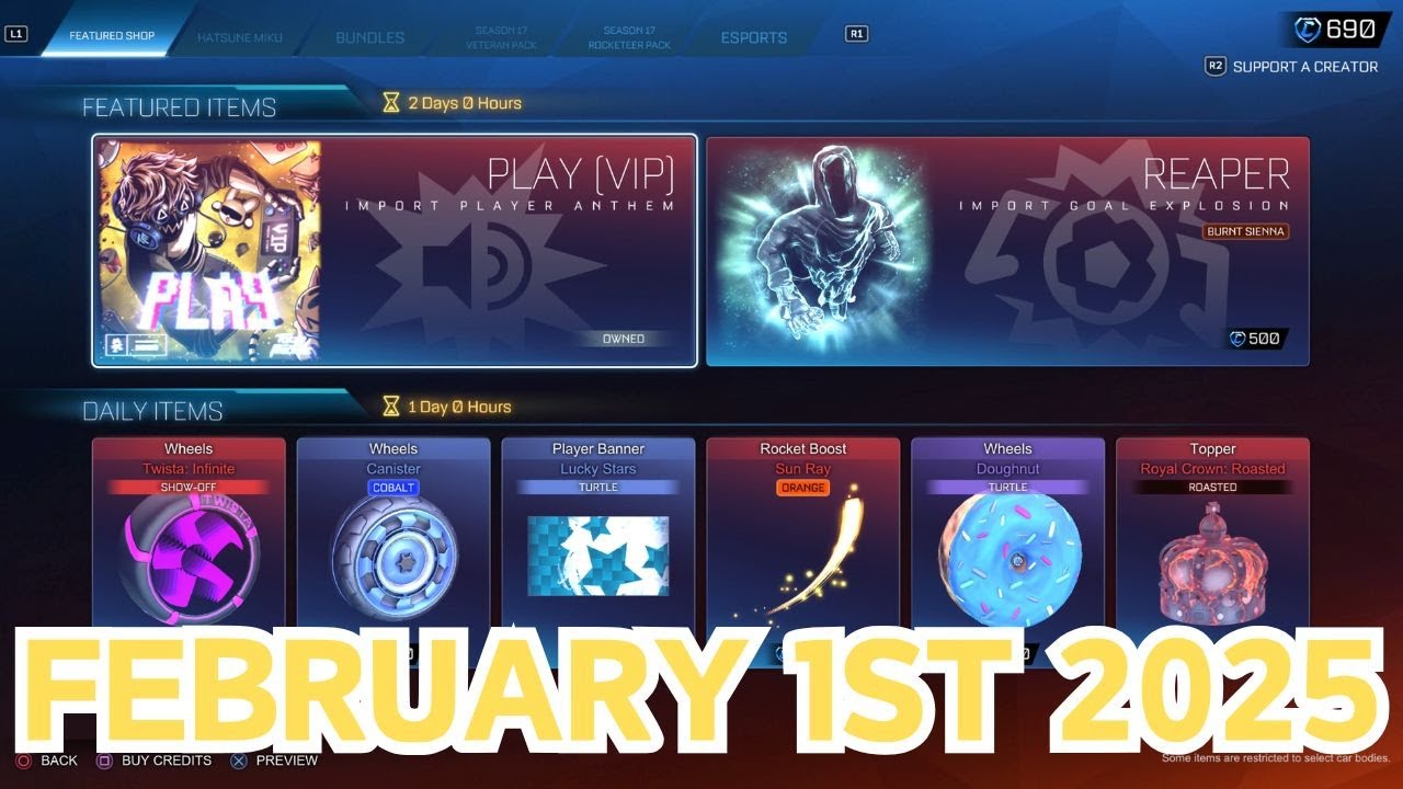 Rocket League ITEM SHOP Daily #123 (1st February 2025) PAINTED REAPER ...