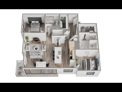 R Floor Plan (2 Bed/2 Bath) - YouTube