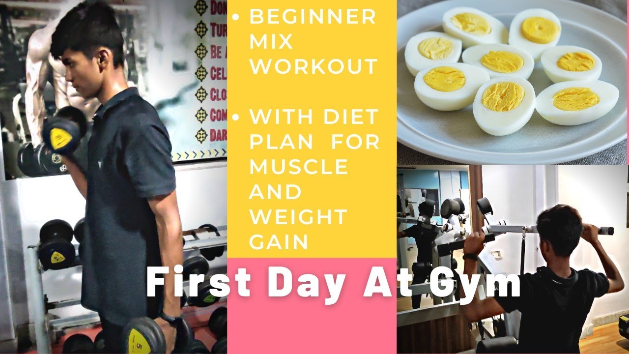 FIRST DAY AT GYM | FULL BODY WORKOUT FOR BEGINNERS WITH DIET PLAN 💯 ...
