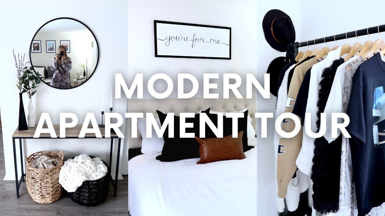MODERN APARTMENT TOUR 2021 | first post-grad apartment! - YouTube