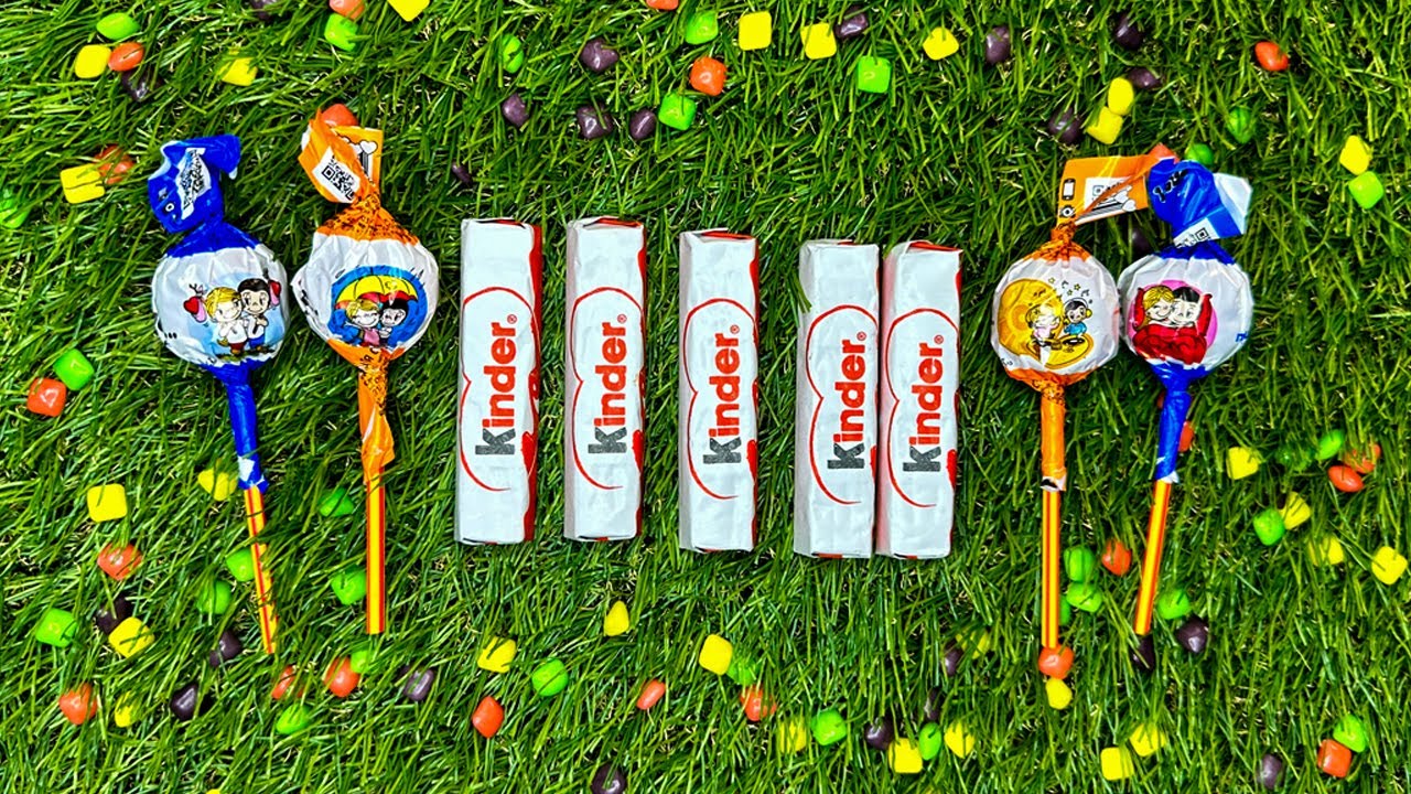 Sweet lollipops and candies | Kinder chocolate | Unboxing ASMR | 4K ...