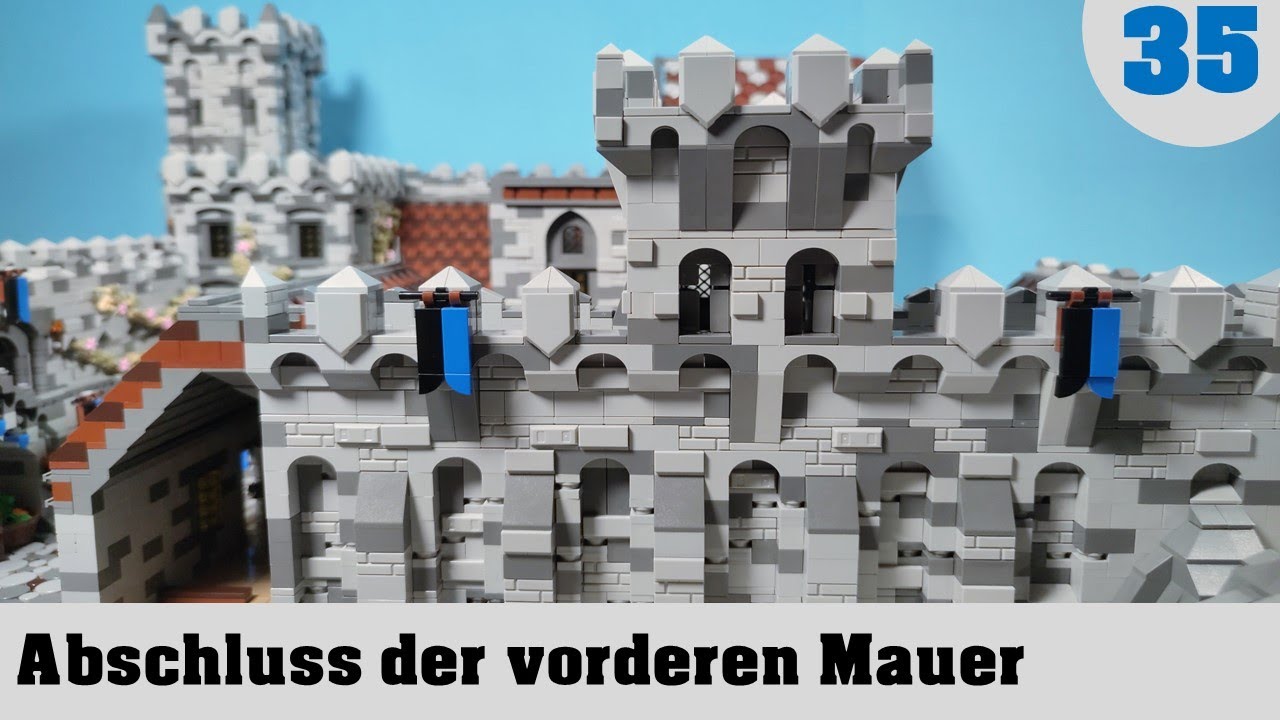 #35 Abschluss der vorderen Mauer mit Turm - BUILDING A CASTLE WITH LEGO ...
