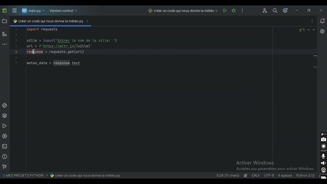 Créer un Code Python Simple pour Obtenir la Météo - YouTube