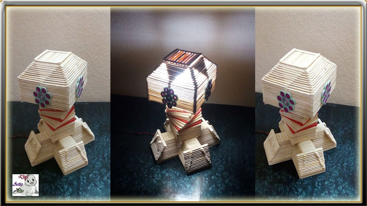 How to make a Popsicle Stick Lamp || Popsicle Stick Lamp Shade || Ice ...