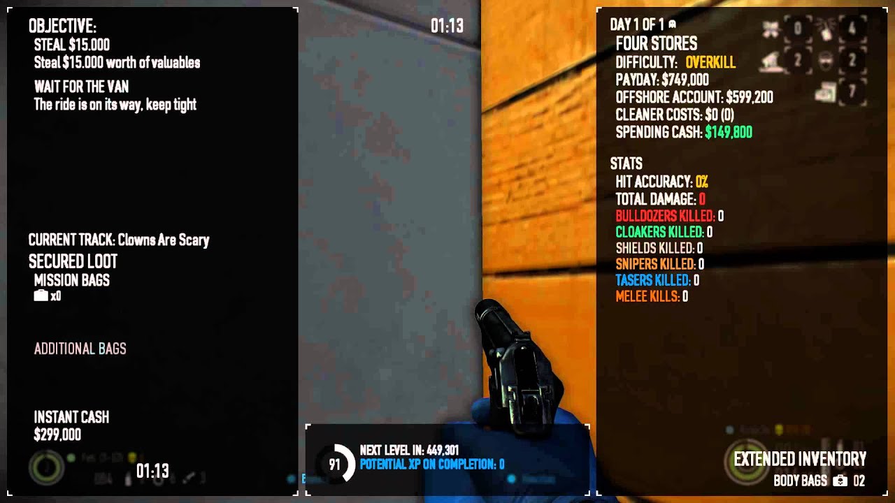 Payday 2 Four Stores Overkill Stealth - YouTube