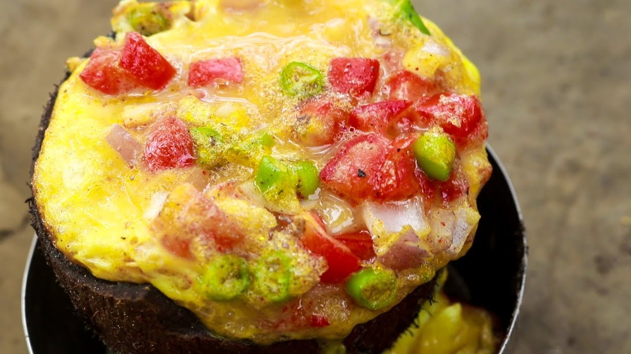 How To Cook Omelette In a Coconut Shell - Survival Cooking - Village ...