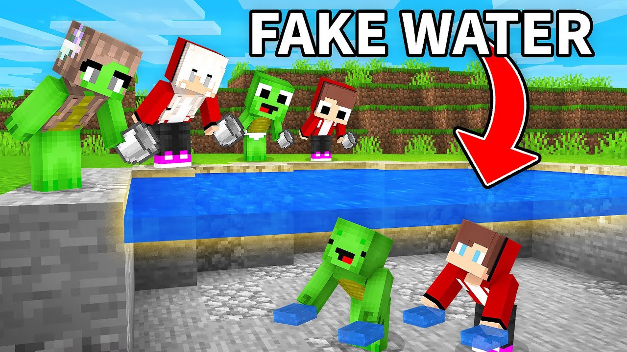 Mikey and JJ Use FAKE WATER To Prank Families in Minecraft (Maizen) - YouTube
