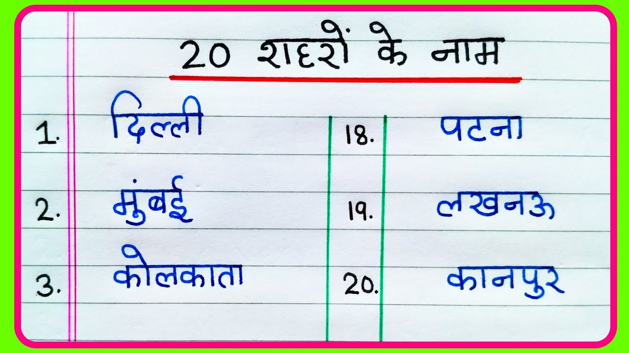 20 City Name In Hindi 20 20 City Names Hindi 20-city-name-in-hindi-20-20-city-names-hindi