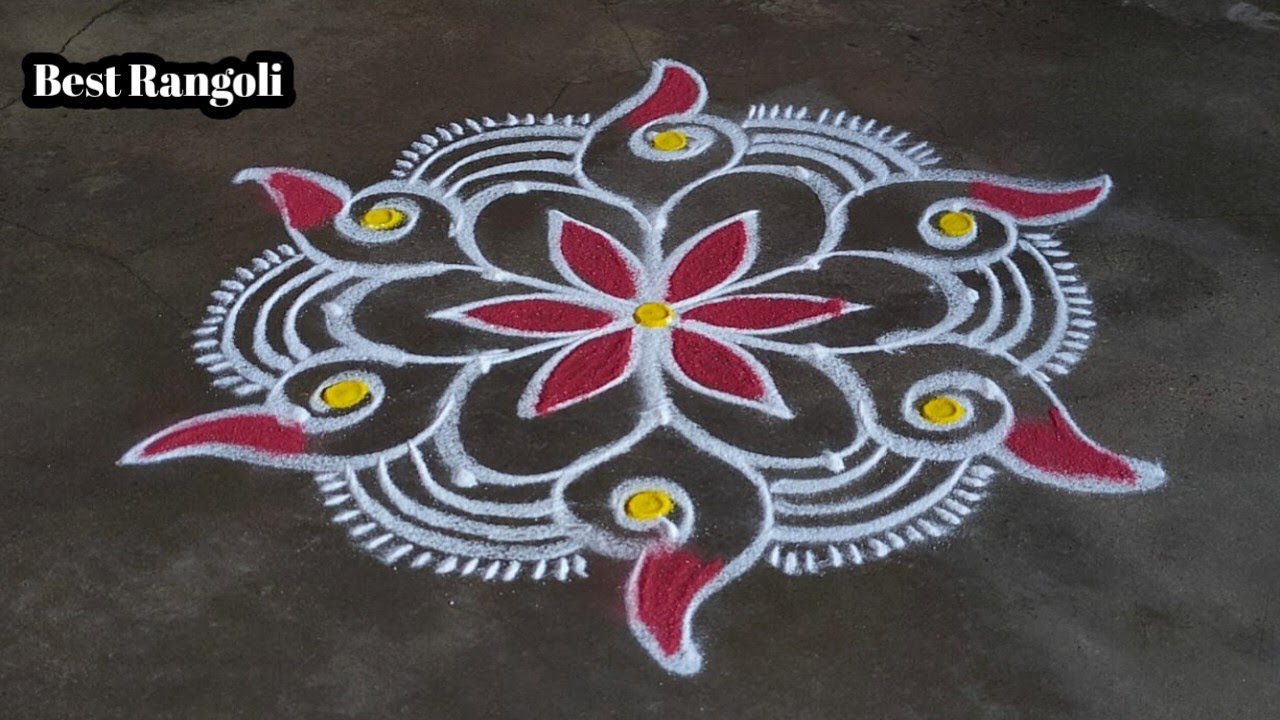 146-rangoli design // simple apartment rangoli design - YouTube