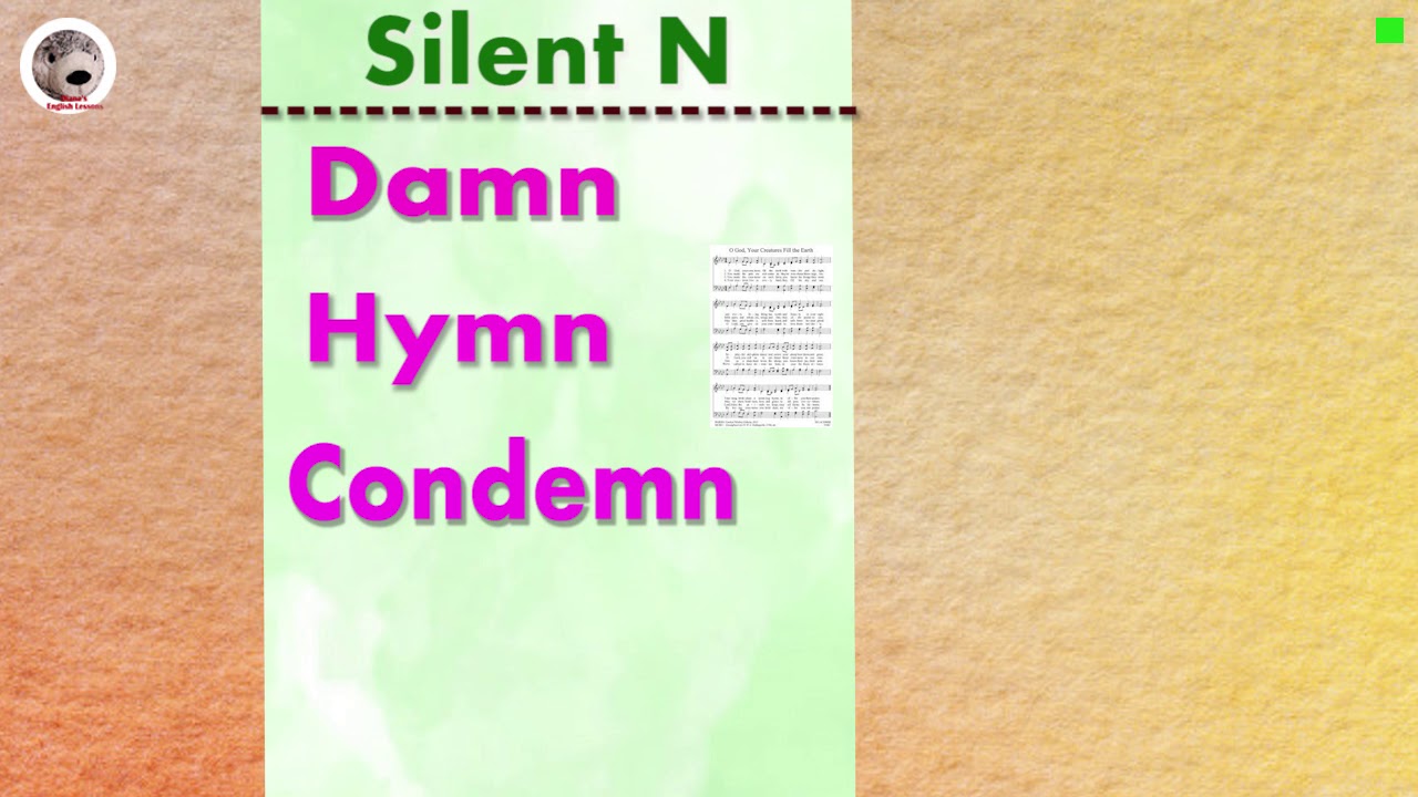 Silent Letter N Reading and Writing with Useful Examples Pronunciation ...