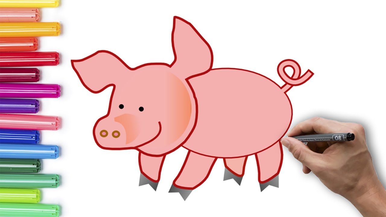 Drawing a Pink Pig — How to Draw Piggy - YouTube