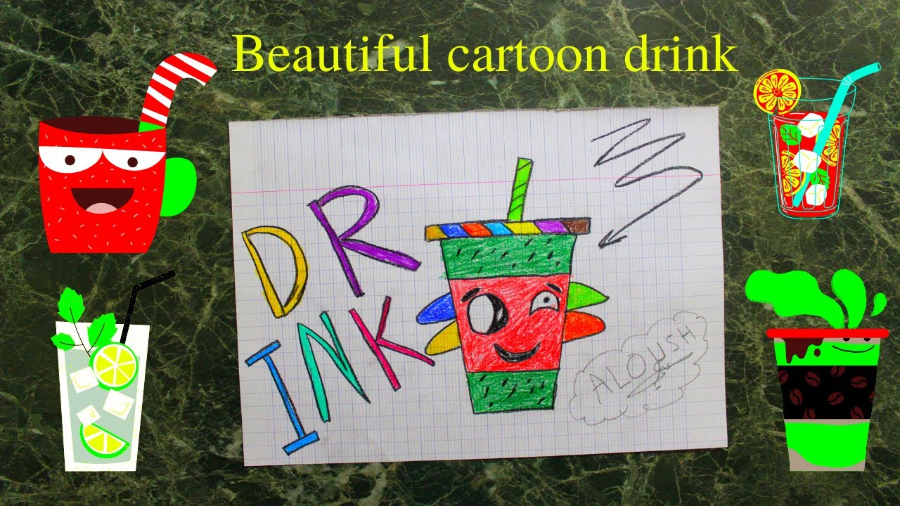 How to draw a cute drink easy step by step for children - YouTube